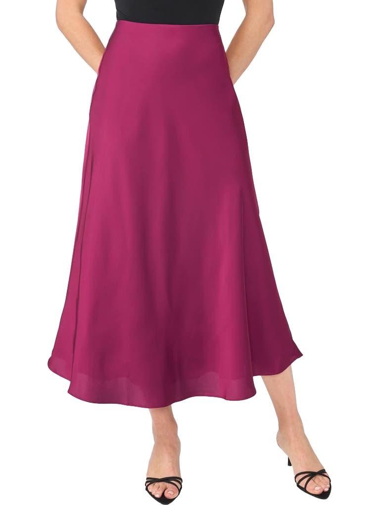 CECE DUPRAZ CeCe Bias Cut Satin Midi Skirt